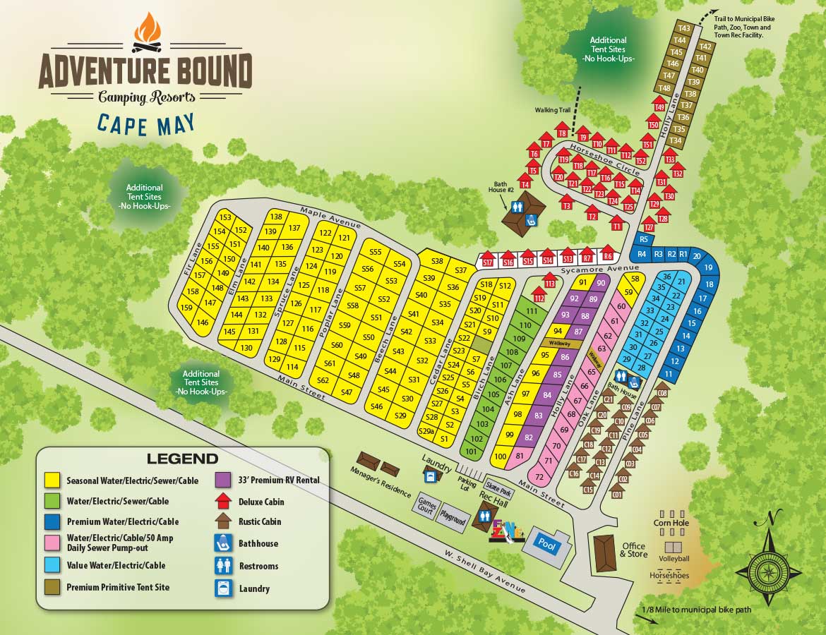 Campground Map | Adventure Bound Cape May | Cape May Court House NJ